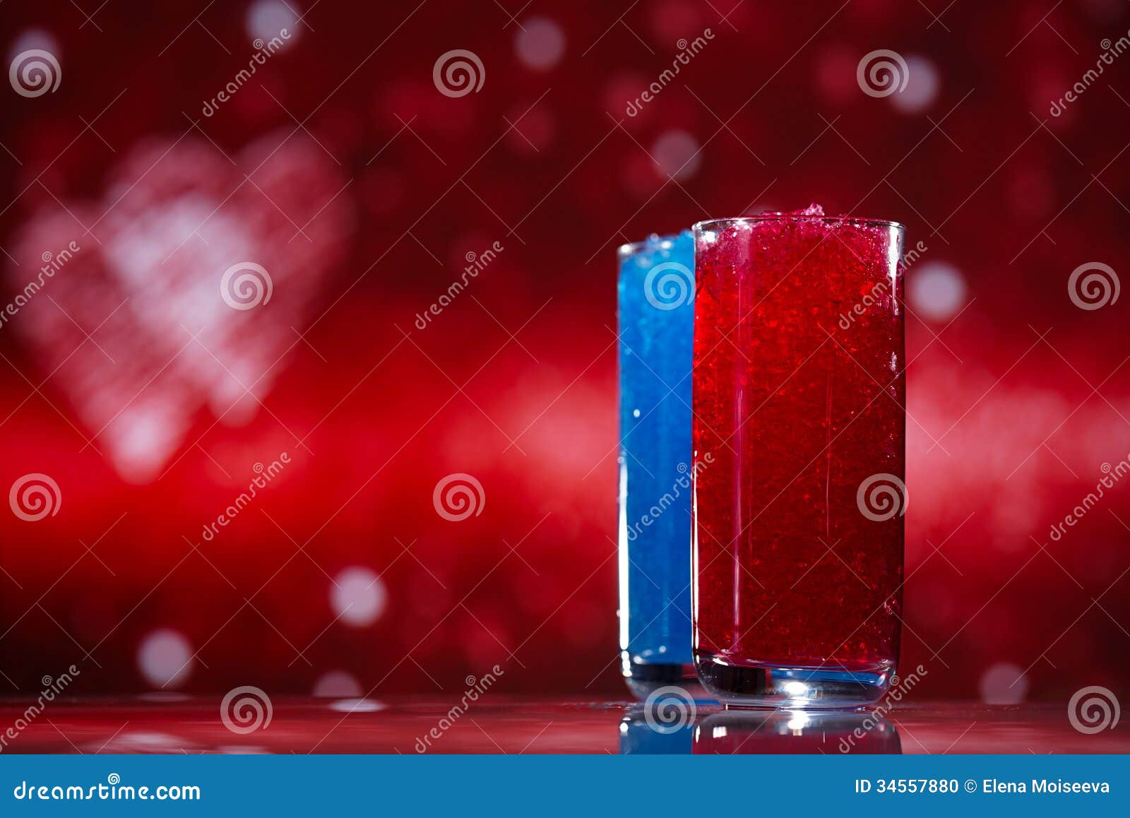 Slush Ice in Glasses, Red and Blue on Glitter Star Stock Photo - Image ...