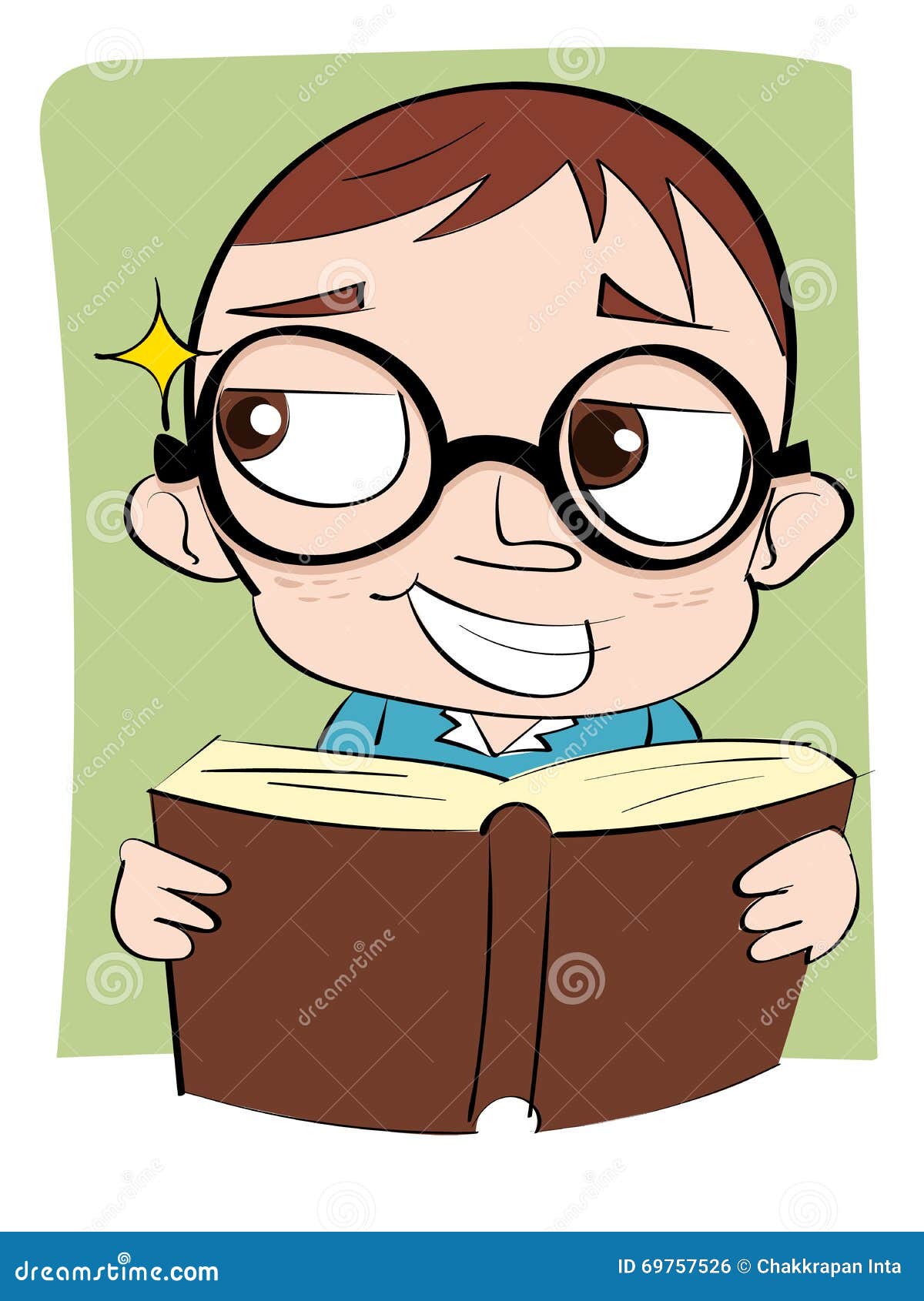 Sly face kid with book. stock vector. Illustration of child - 69757526