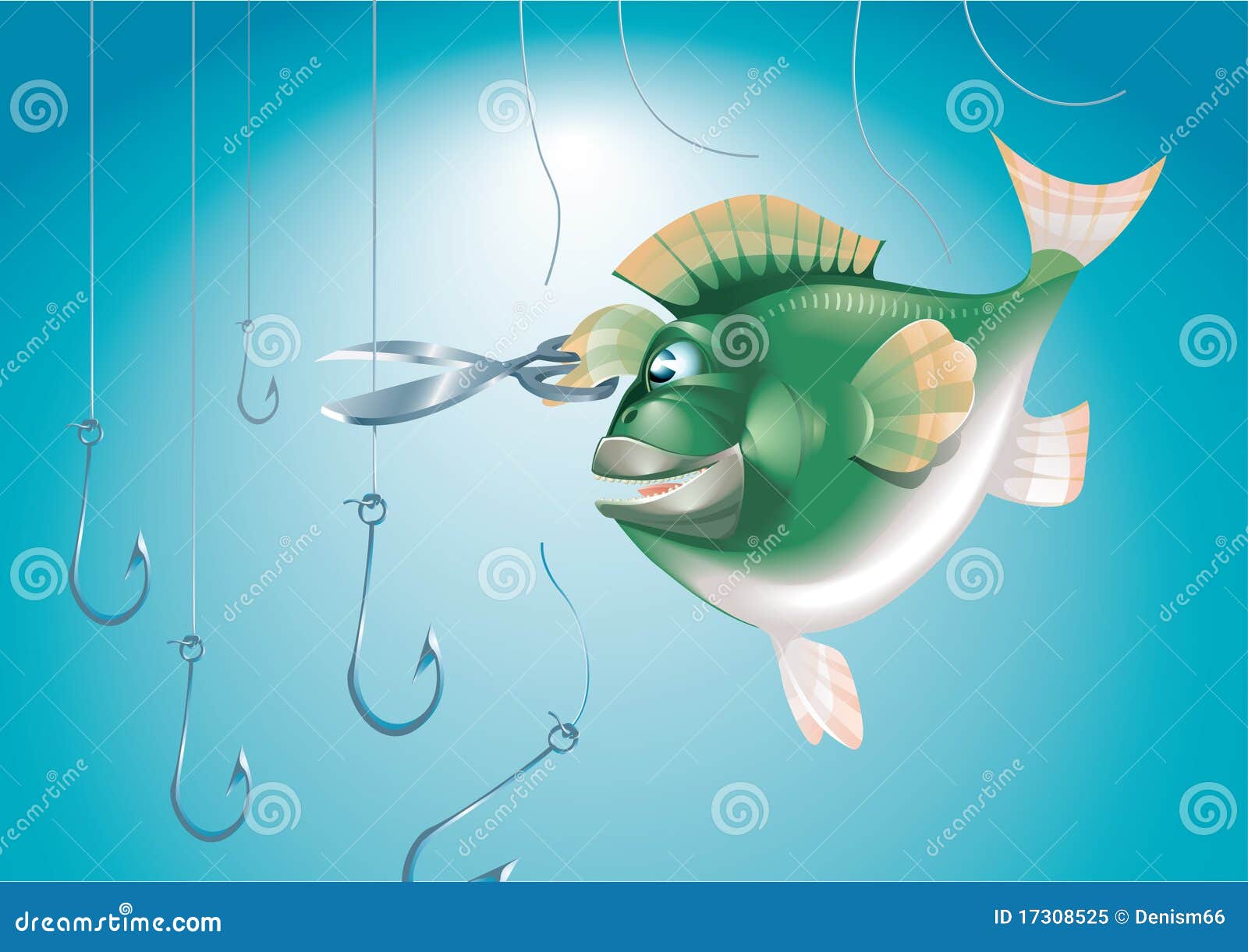 Sly_fish stock vector. Illustration of humor, hook, underwater - 17308525