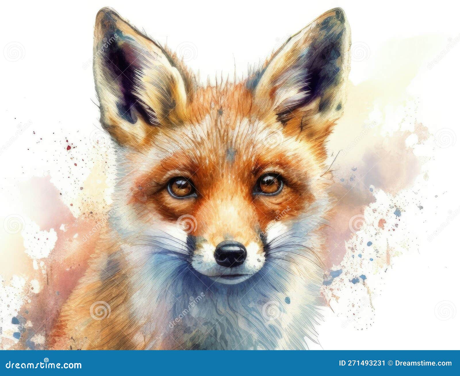 A Sly Fox Eyes Sparkling and Ears Pricked. Cute Creature Stock ...