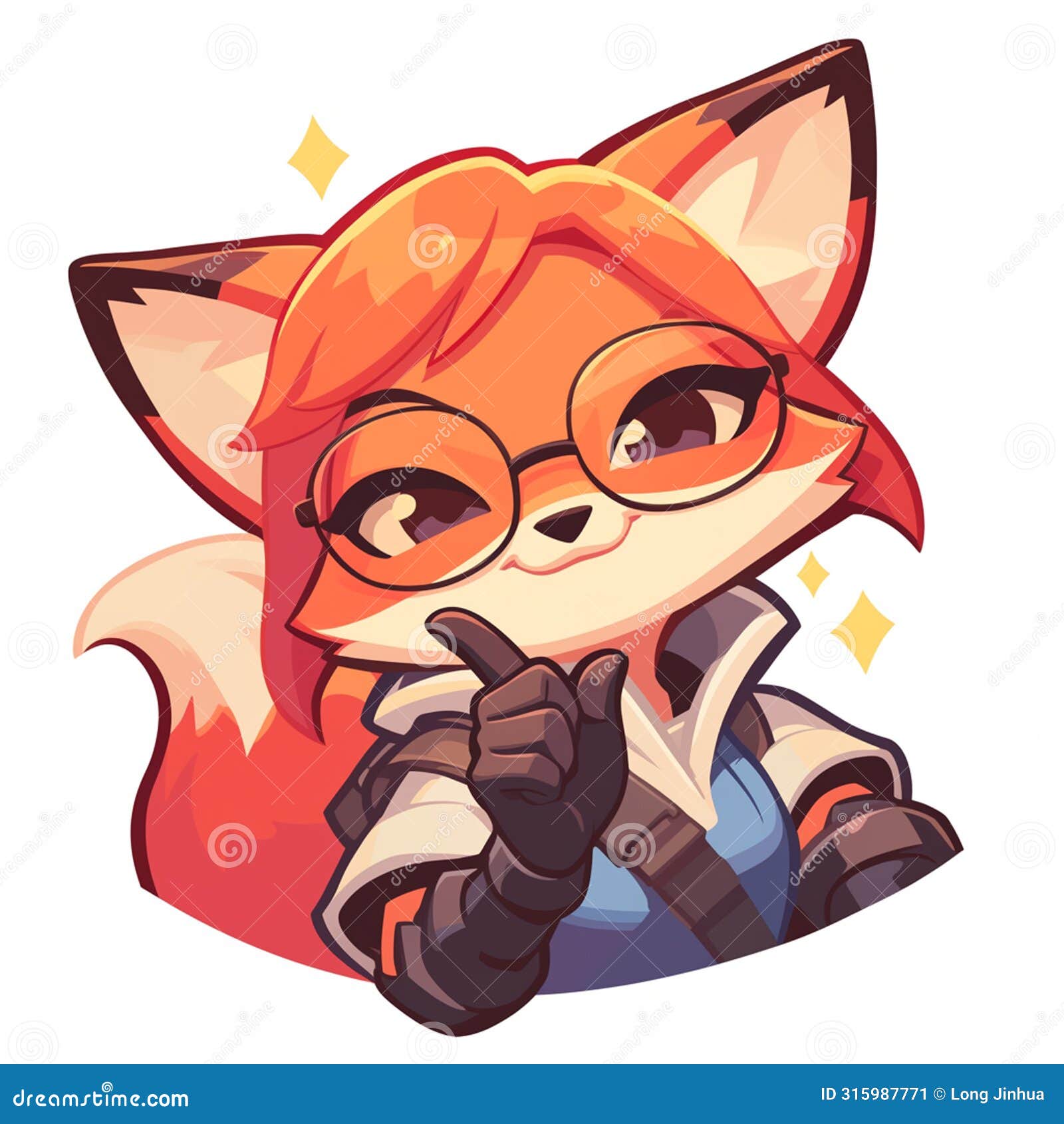 A Sly Fox Software Engineer Cartoon Style Stock Vector - Illustration ...