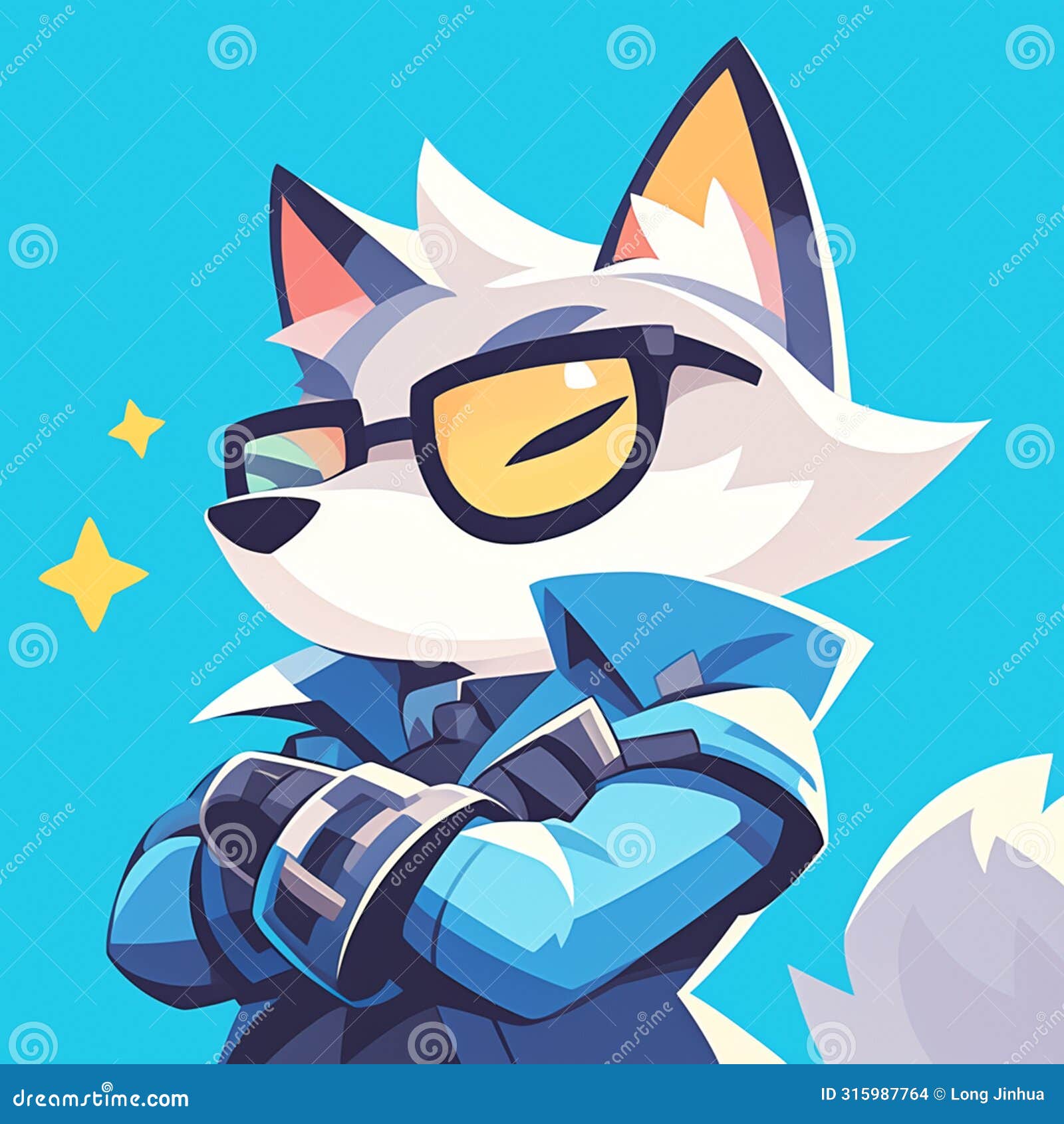 A Sly Fox Software Engineer Cartoon Style Stock Vector - Illustration ...