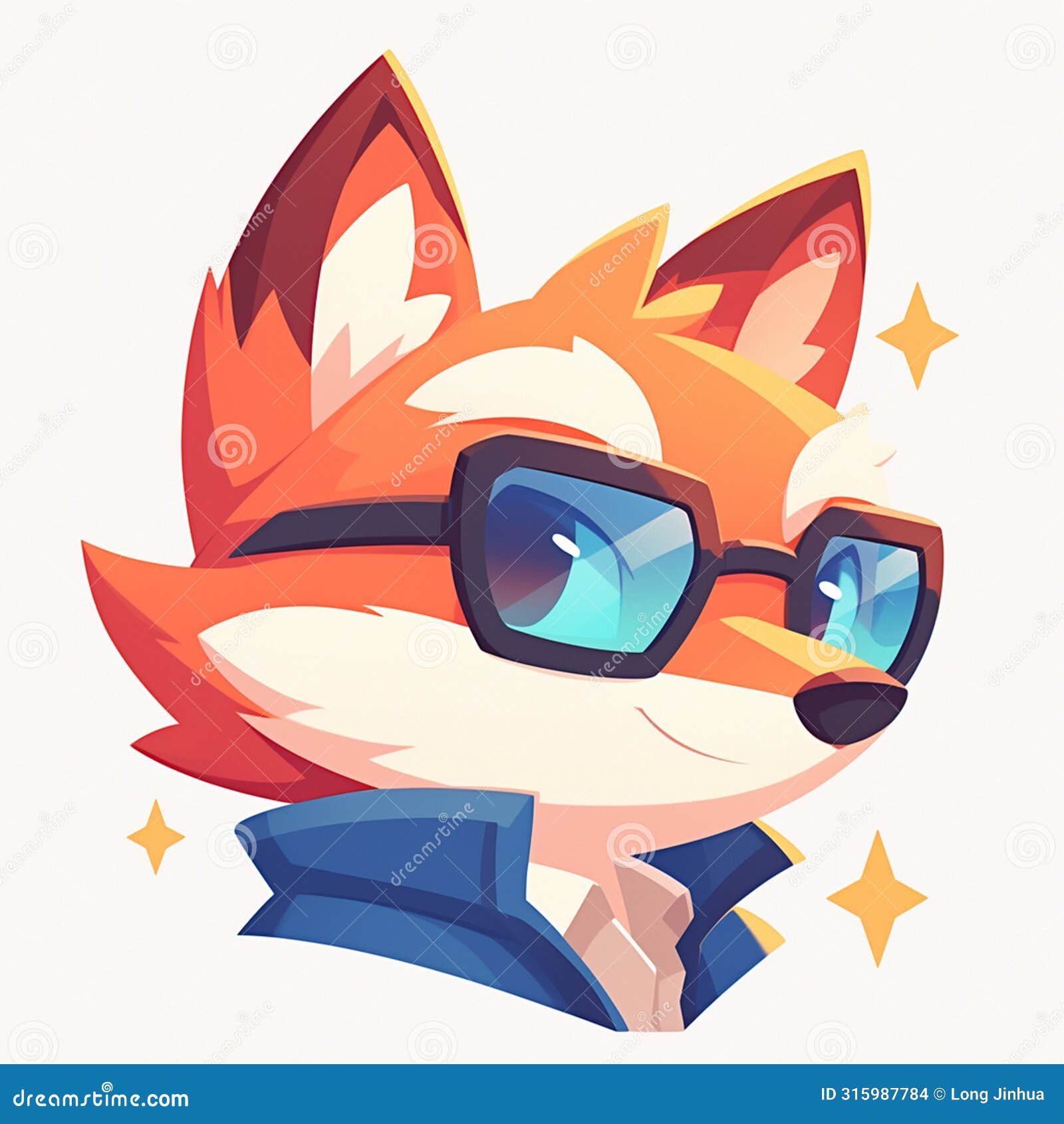 A Sly Fox Software Engineer Cartoon Style Stock Vector - Illustration ...