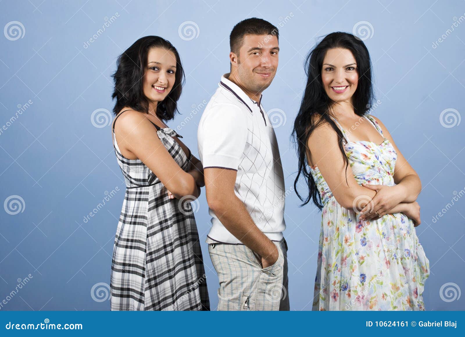 Sly Guy with Two Beautiful Women Stock Image - Image of dress, adults ...