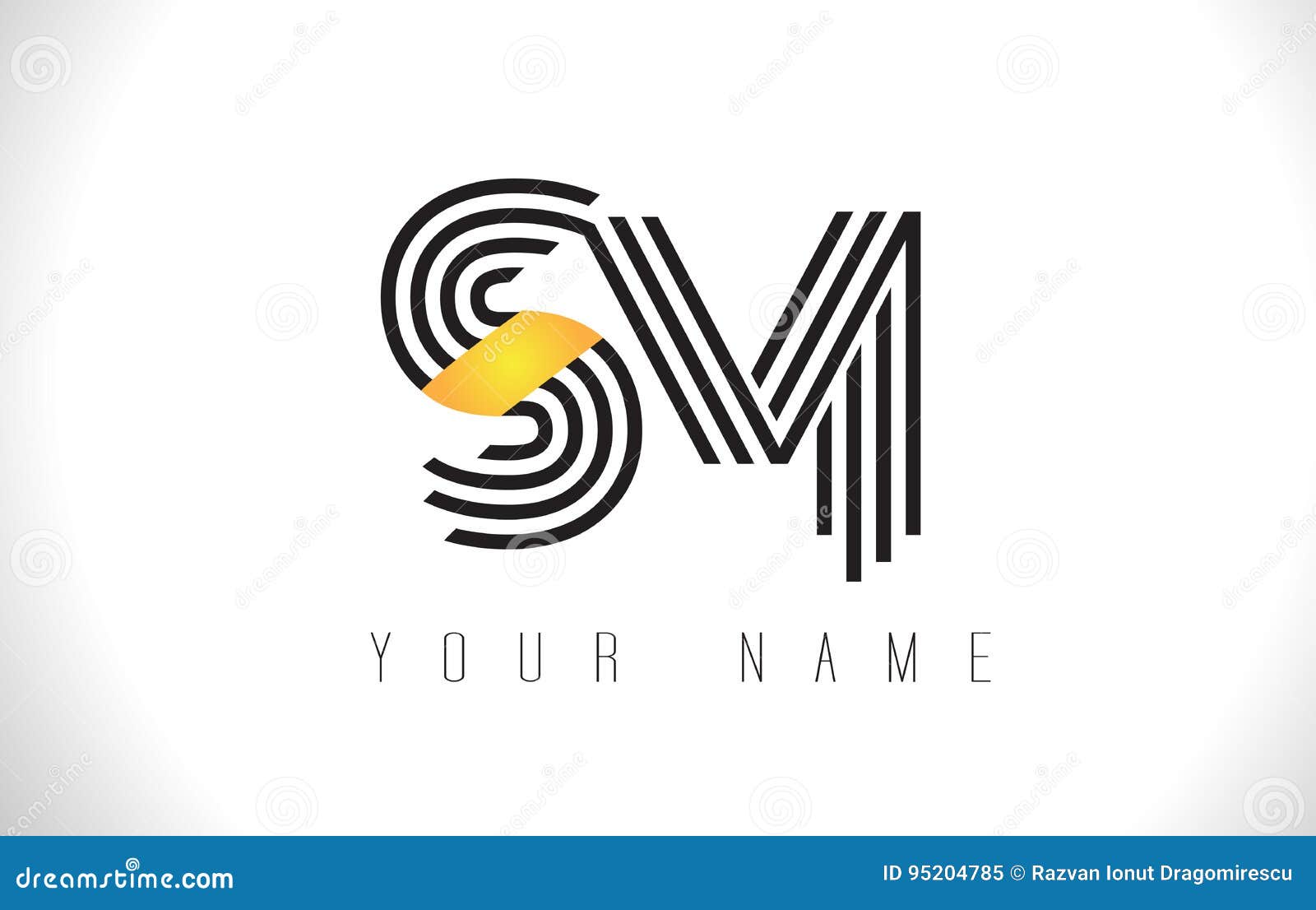 SM Black Lines Letter Logo. Creative Line Letters Vector Templat Stock ...