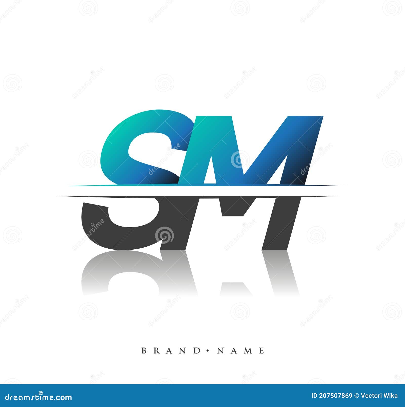 SM Initial Logo Company Name Colored Black and Blue, Simple and Modern ...