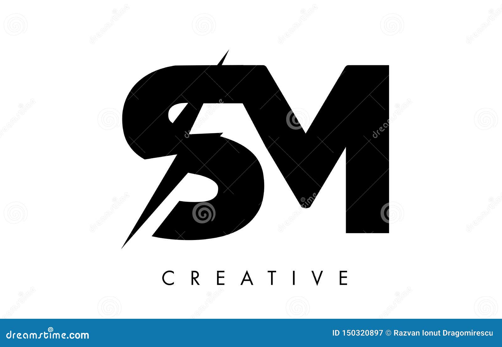 SM Letter Logo Design with Lighting Thunder Bolt. Electric Bolt Letter ...