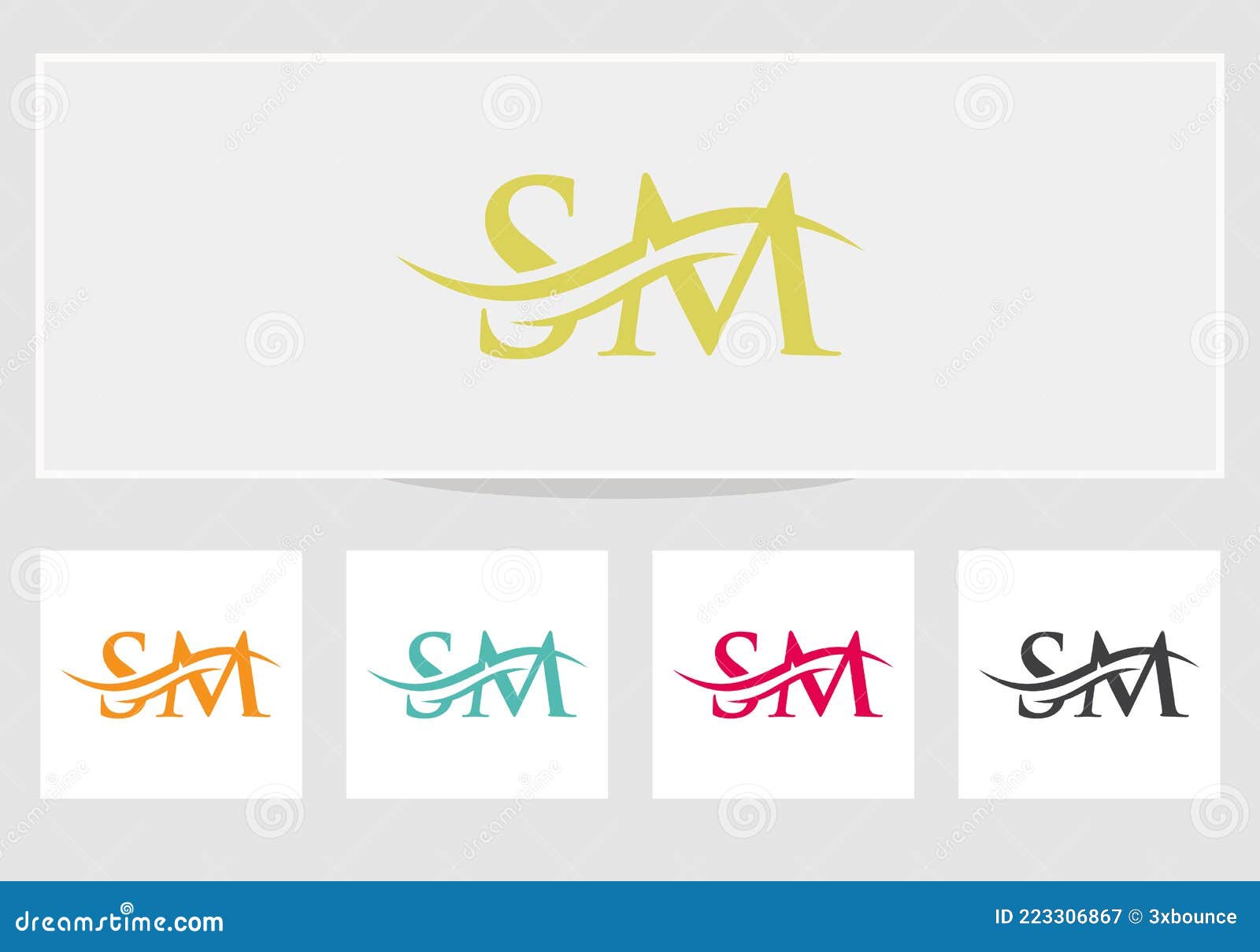 SM Logo Design Vector. Swoosh Letter SM Logo Design. Initial SM Letter ...