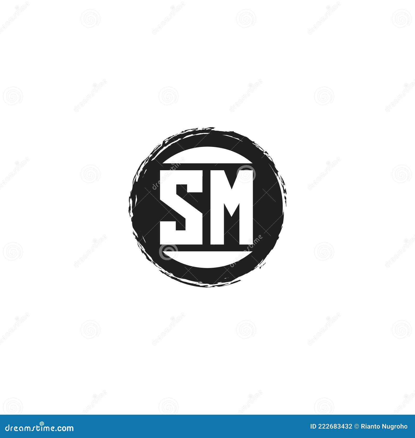 SM Logo Initial Letter Monogram with Abstrac Circle Shape Design ...