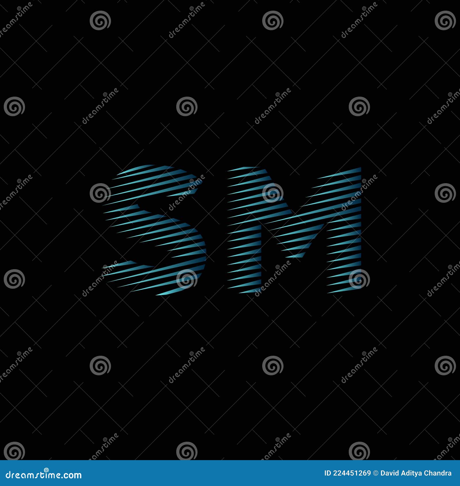 SM Monogram Lines Style Blue Light Vector Stock Vector - Illustration ...