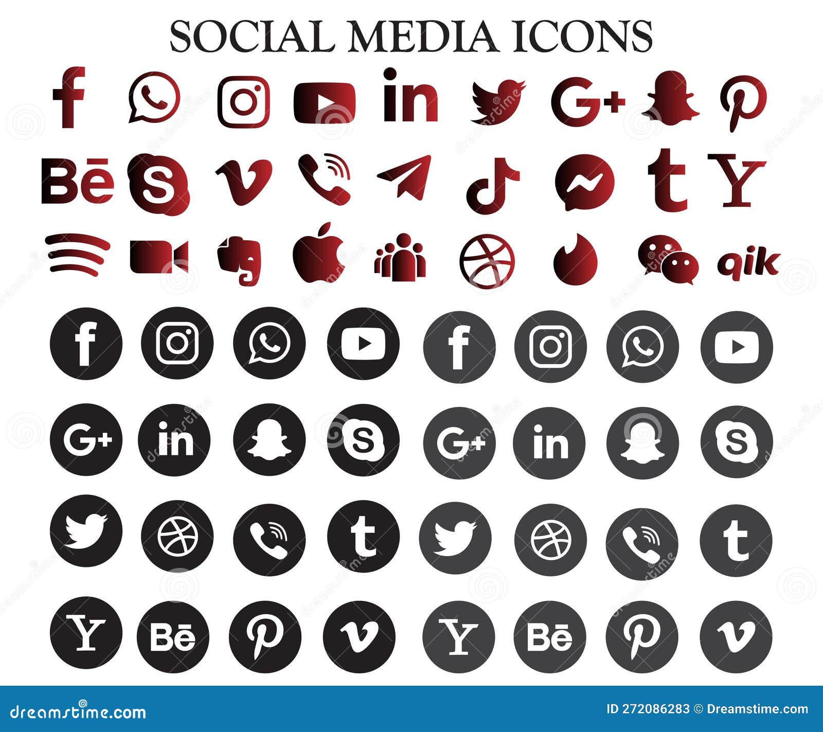 Popular Social Media Icons Rounded Thin Flat Vector Design with Brown ...