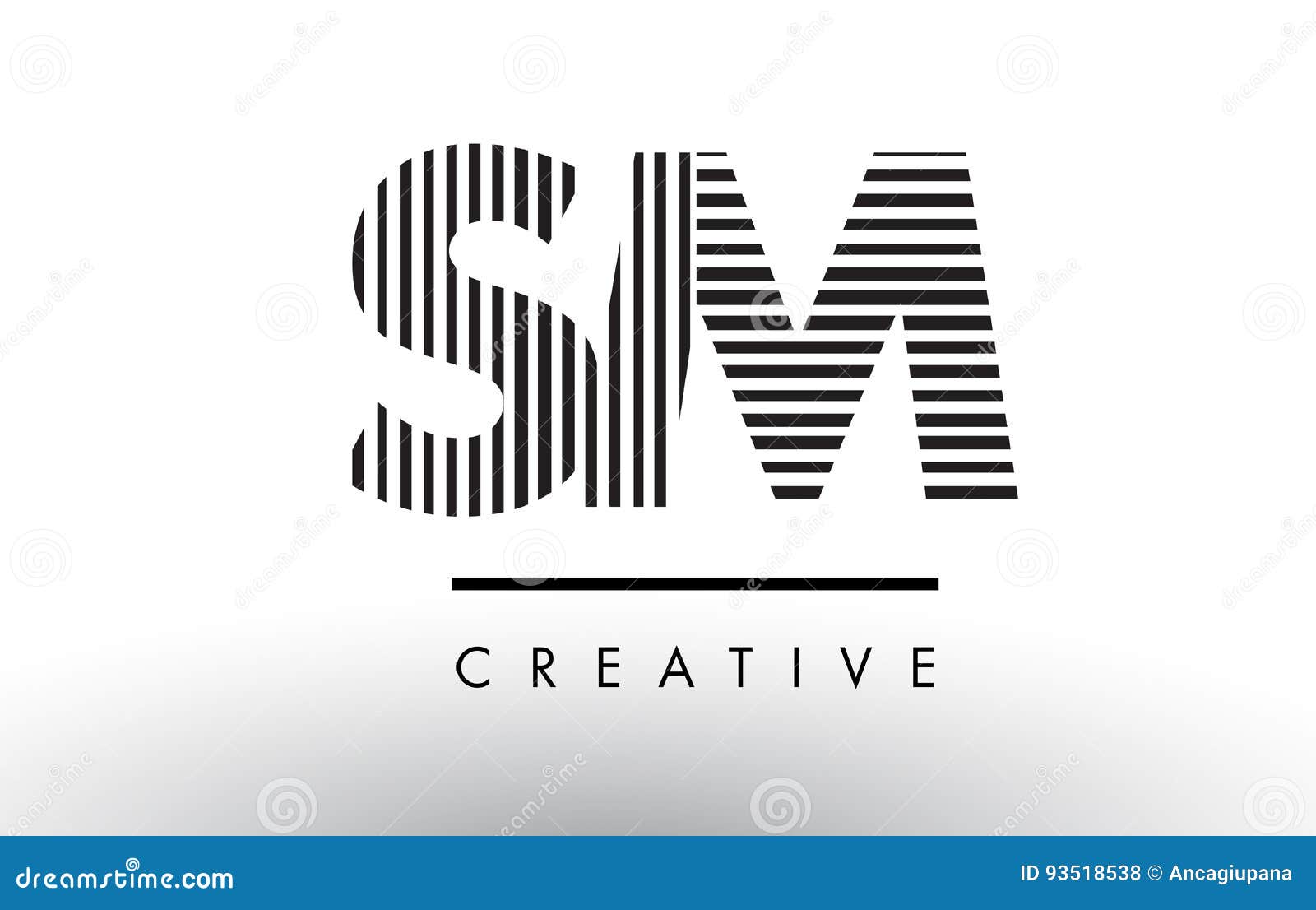 SM S M Black and White Lines Letter Logo Design. Stock Vector ...
