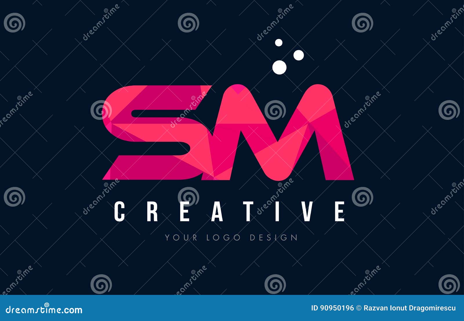 SM S M Letter Logo with Purple Low Poly Pink Triangles Concept Stock ...