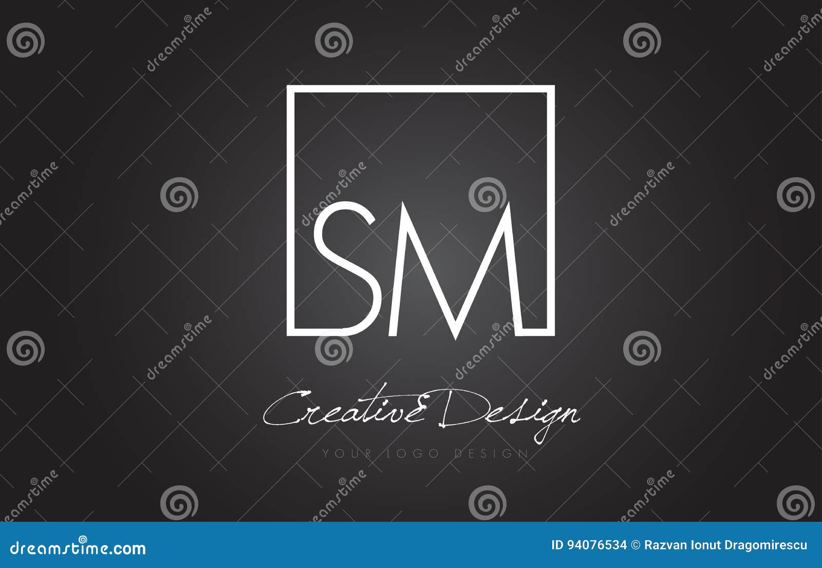 SM Square Frame Letter Logo Design with Black and White Colors. Stock ...
