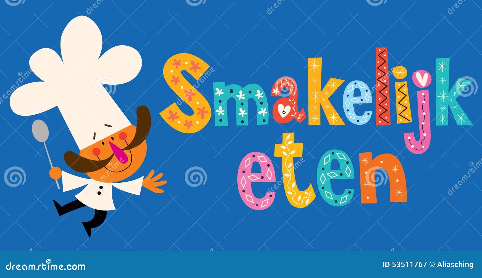Smakelijk Eten Nederlands Decoratief Type Vector Illustratie ...