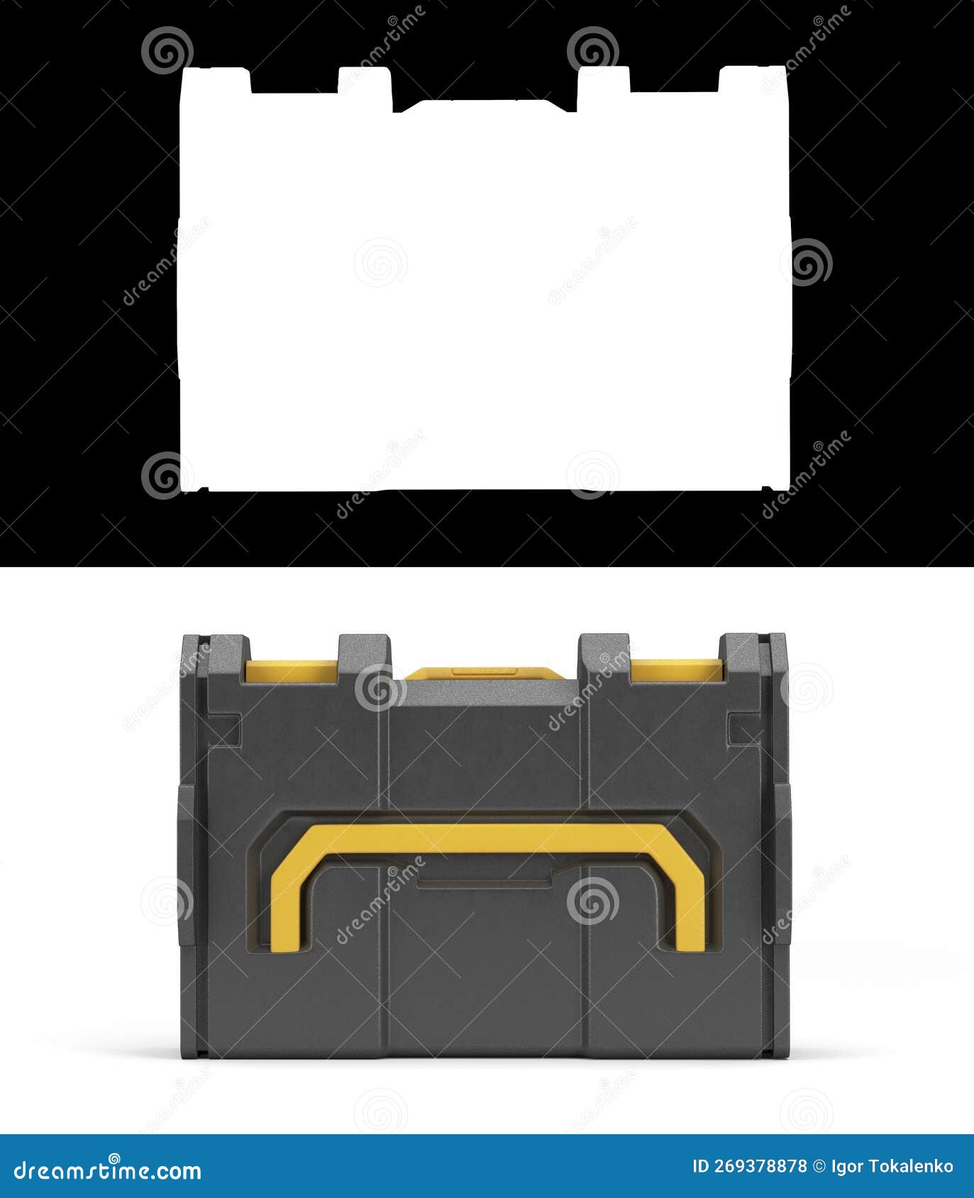 Smal Closed Black Professional Tools Case Front View 3d Render on White ...