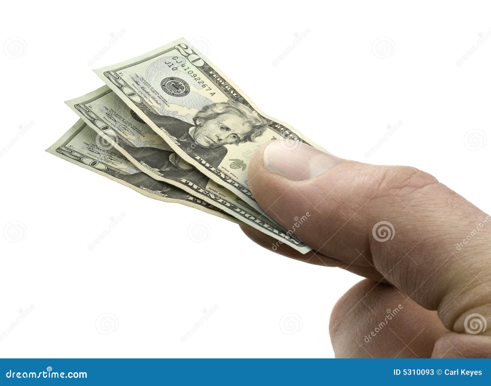 Small 20 Dollar Bills in Hand Stock Image - Image of inflation, andrew ...