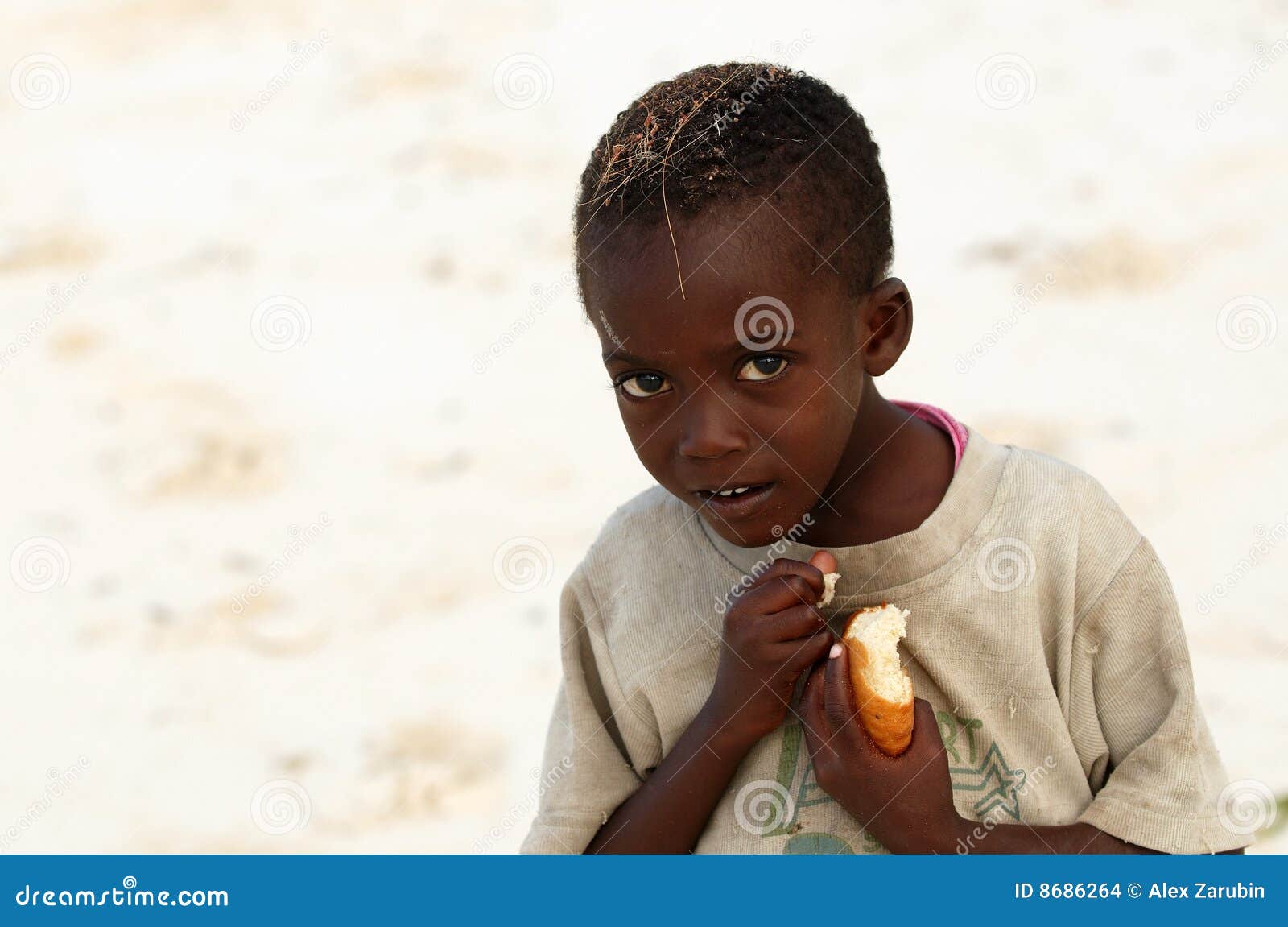 Small African Boy with Piece of Bread Editorial Stock Image - Image of ...