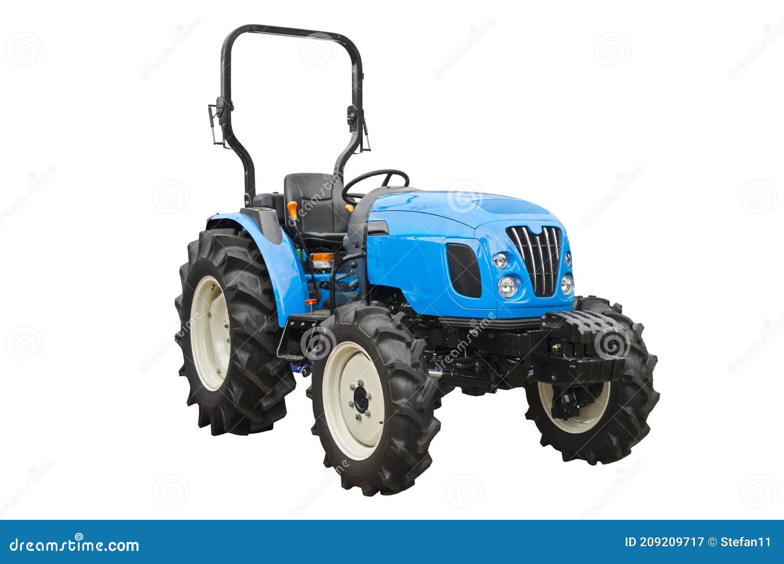 Small Agricultural Tractor, Front View Stock Image - Image of blue ...