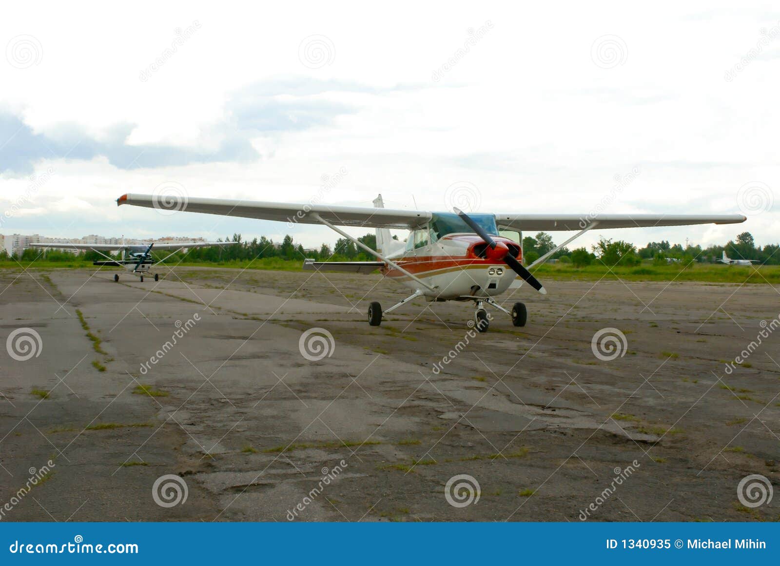 Small aircraft on airfield stock image. Image of nose - 1340935