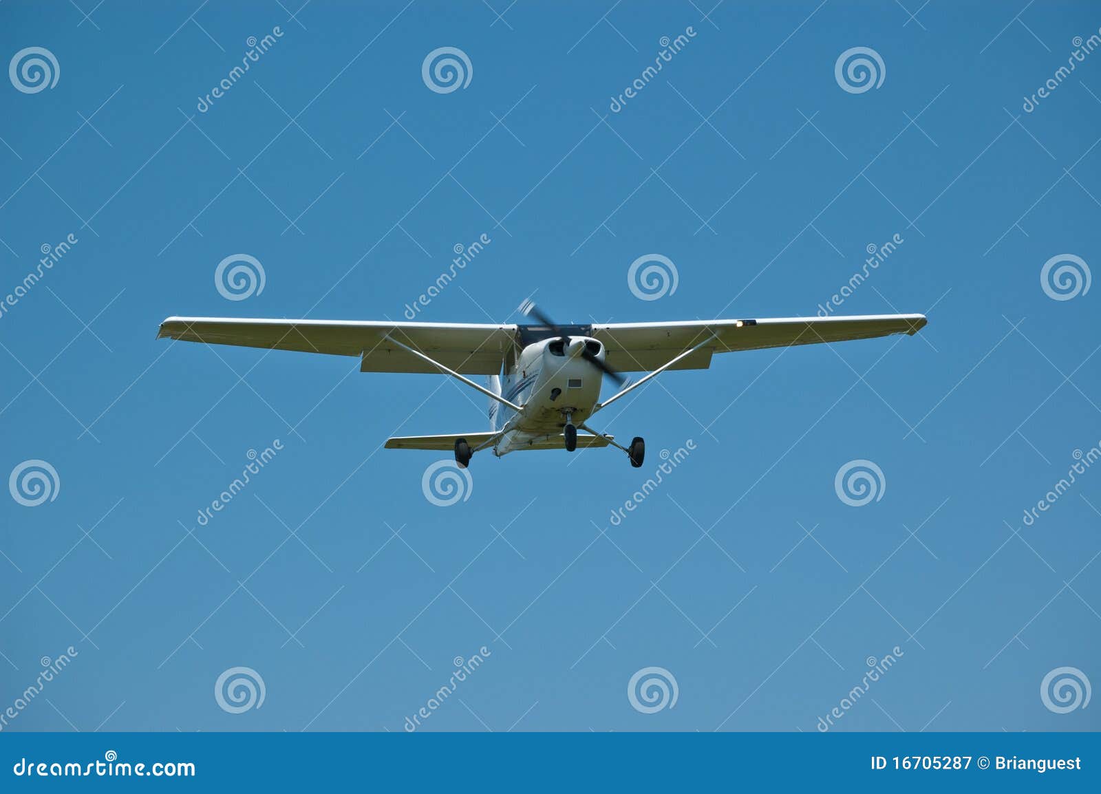 Small Aircraft in Flight with Blue Sky Stock Image - Image of flying ...