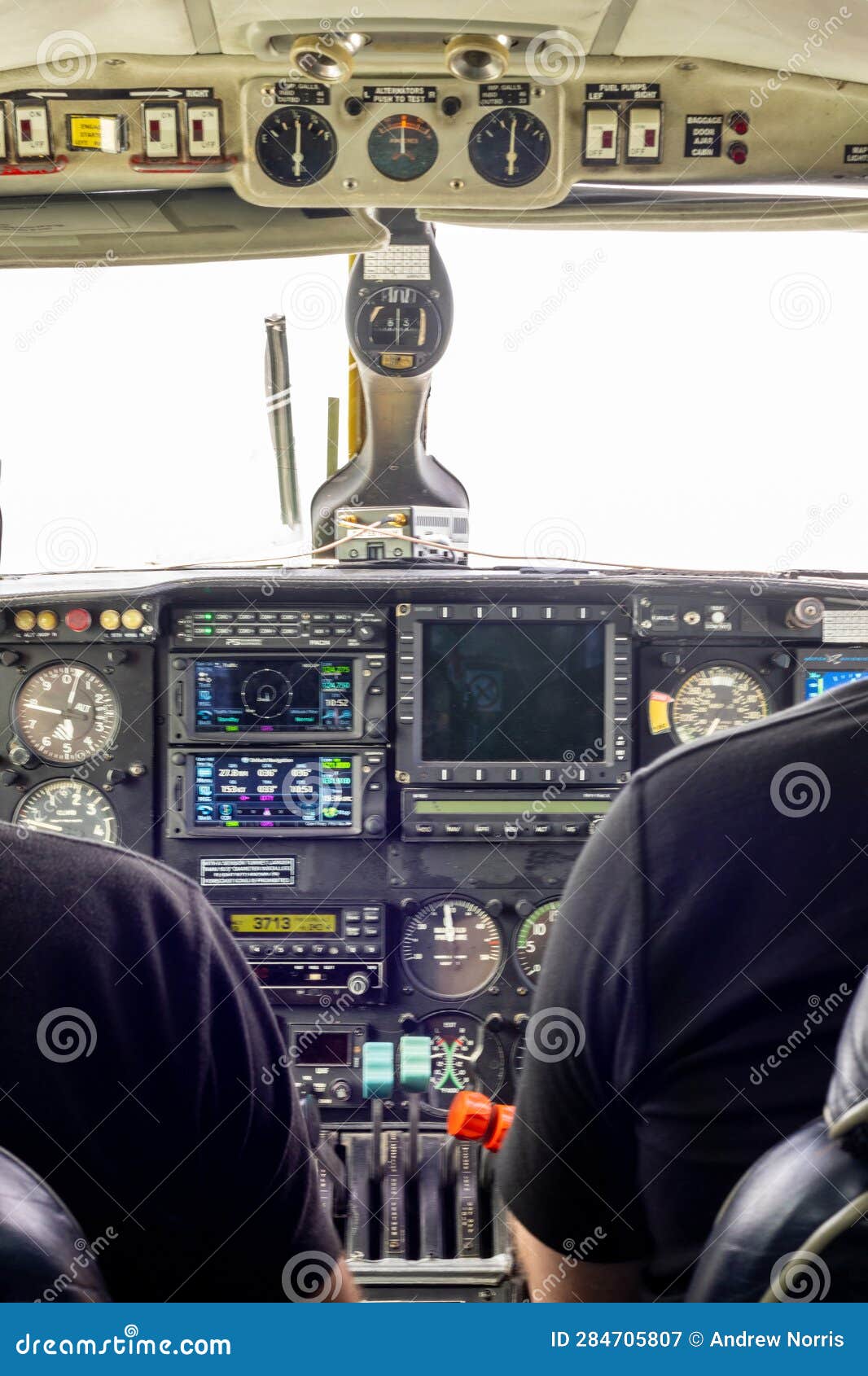 Small Aircraft Flightdeck stock image. Image of instruments - 284705807