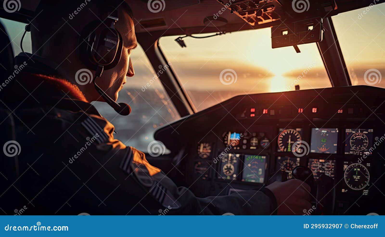 Small Aircraft Pilot at the Controls of an Aircraft Stock Image - Image ...