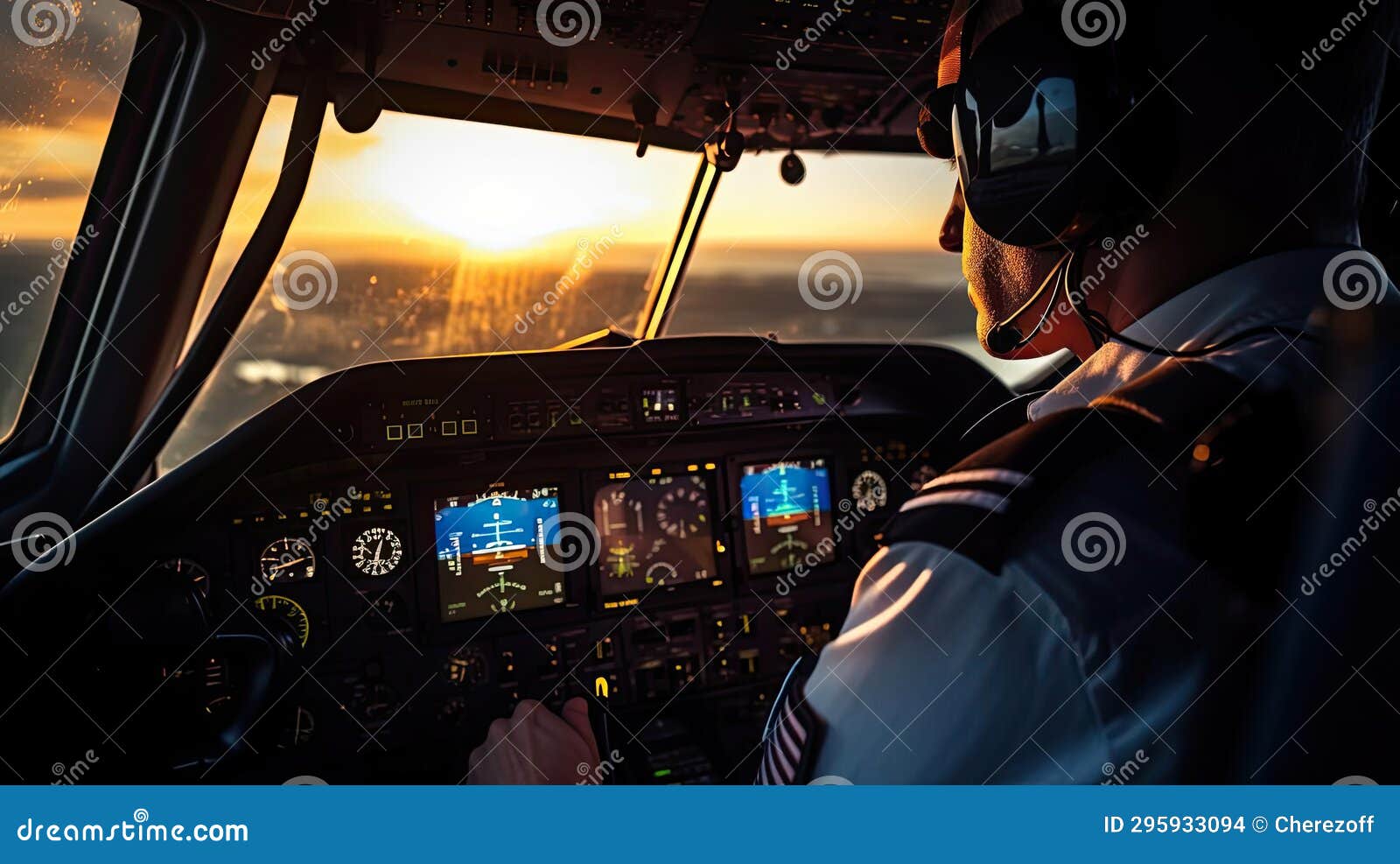 Small Aircraft Pilot at the Controls of an Aircraft Stock Photo - Image ...