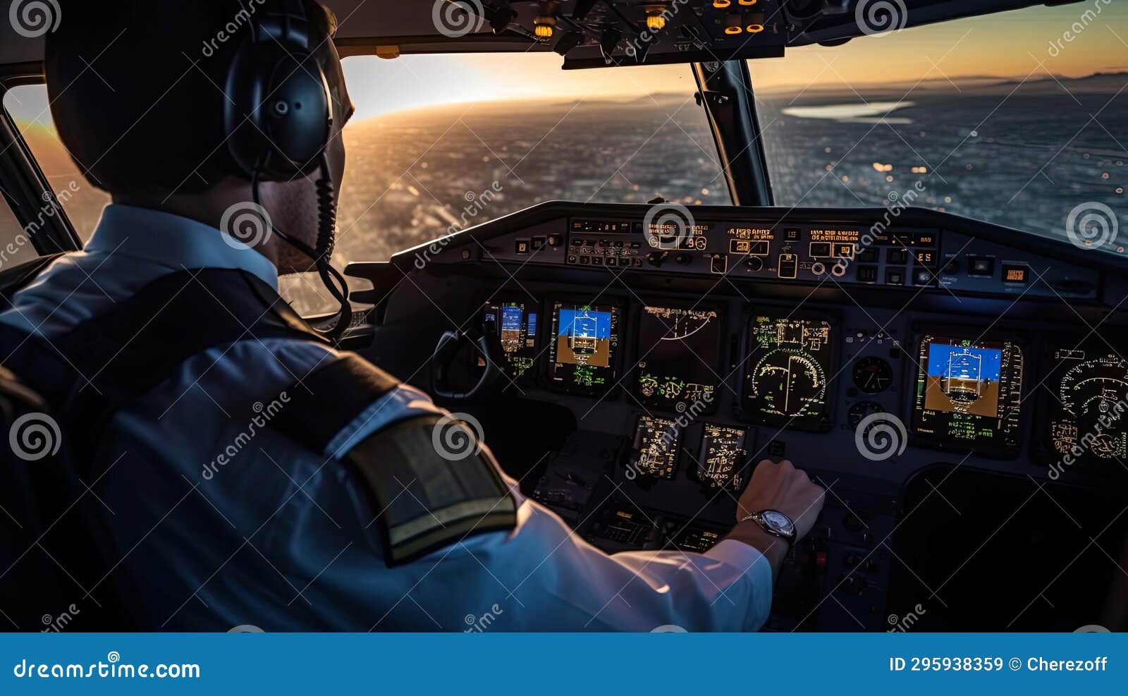 Small Aircraft Pilot at the Controls of an Aircraft Stock Image - Image ...