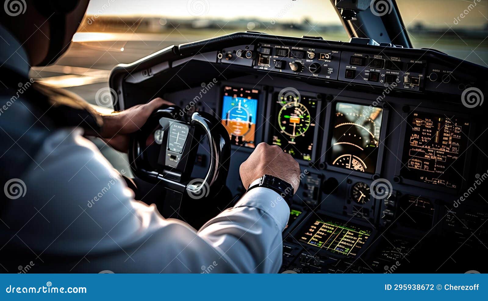 Small Aircraft Pilot at the Controls of an Aircraft Stock Photo - Image ...