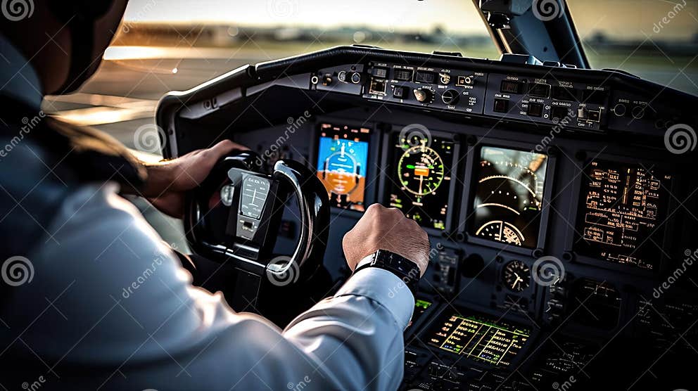 Small Aircraft Pilot at the Controls of an Aircraft Stock Photo - Image ...