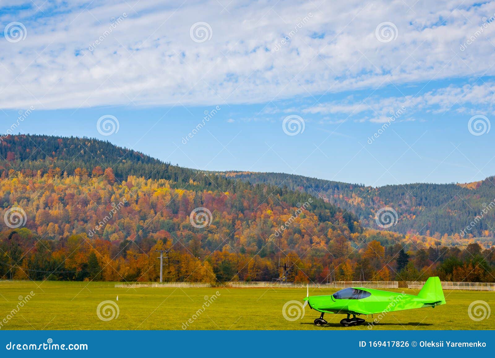 Small aircraft on runway . stock photo. Image of departure - 169417826