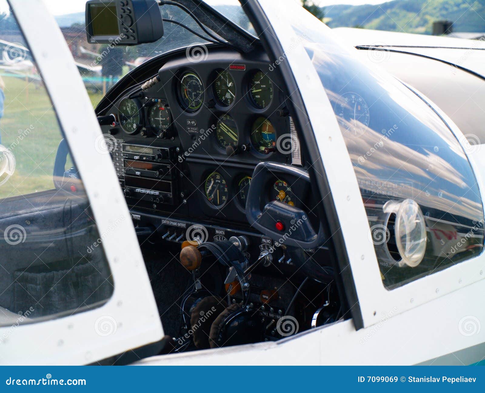 Small airplane cockpit stock image. Image of light, flight - 7099069