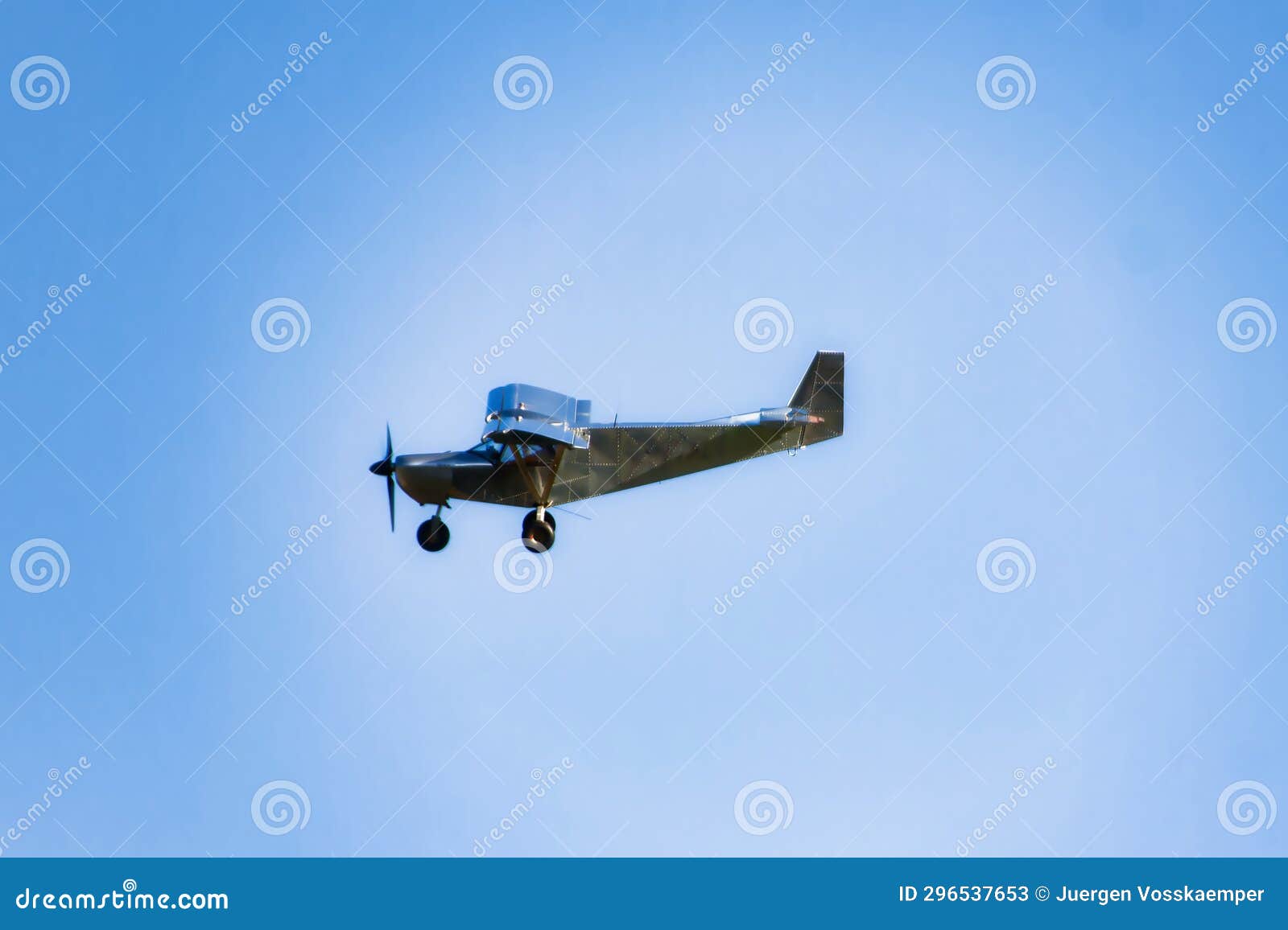 Small Airplane Flying on Blue Sky with Some Clouds Stock Image - Image ...