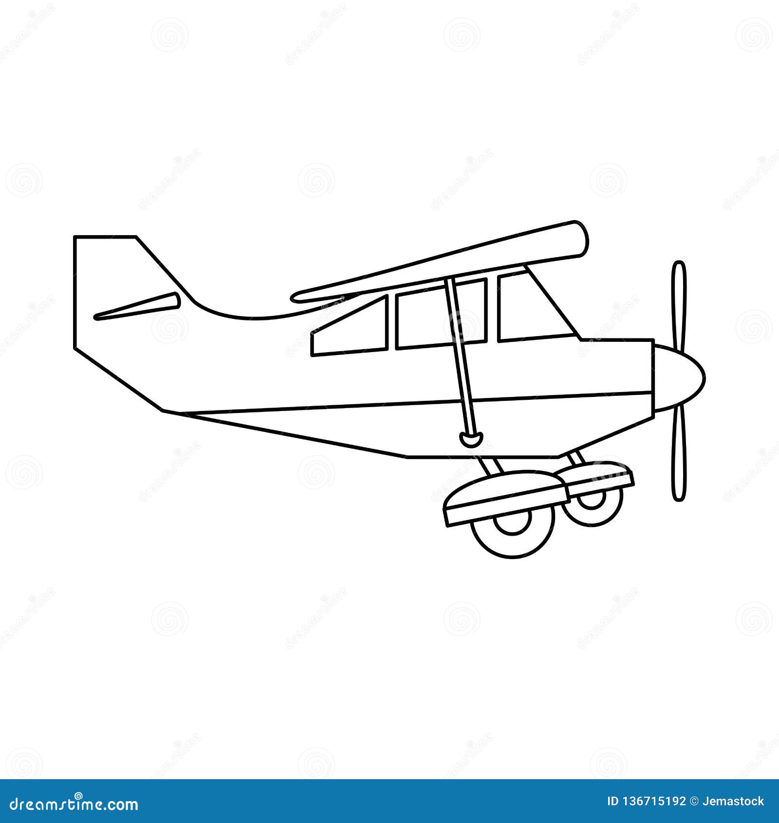Small Airplane Sideview Black and White Stock Vector - Illustration of ...