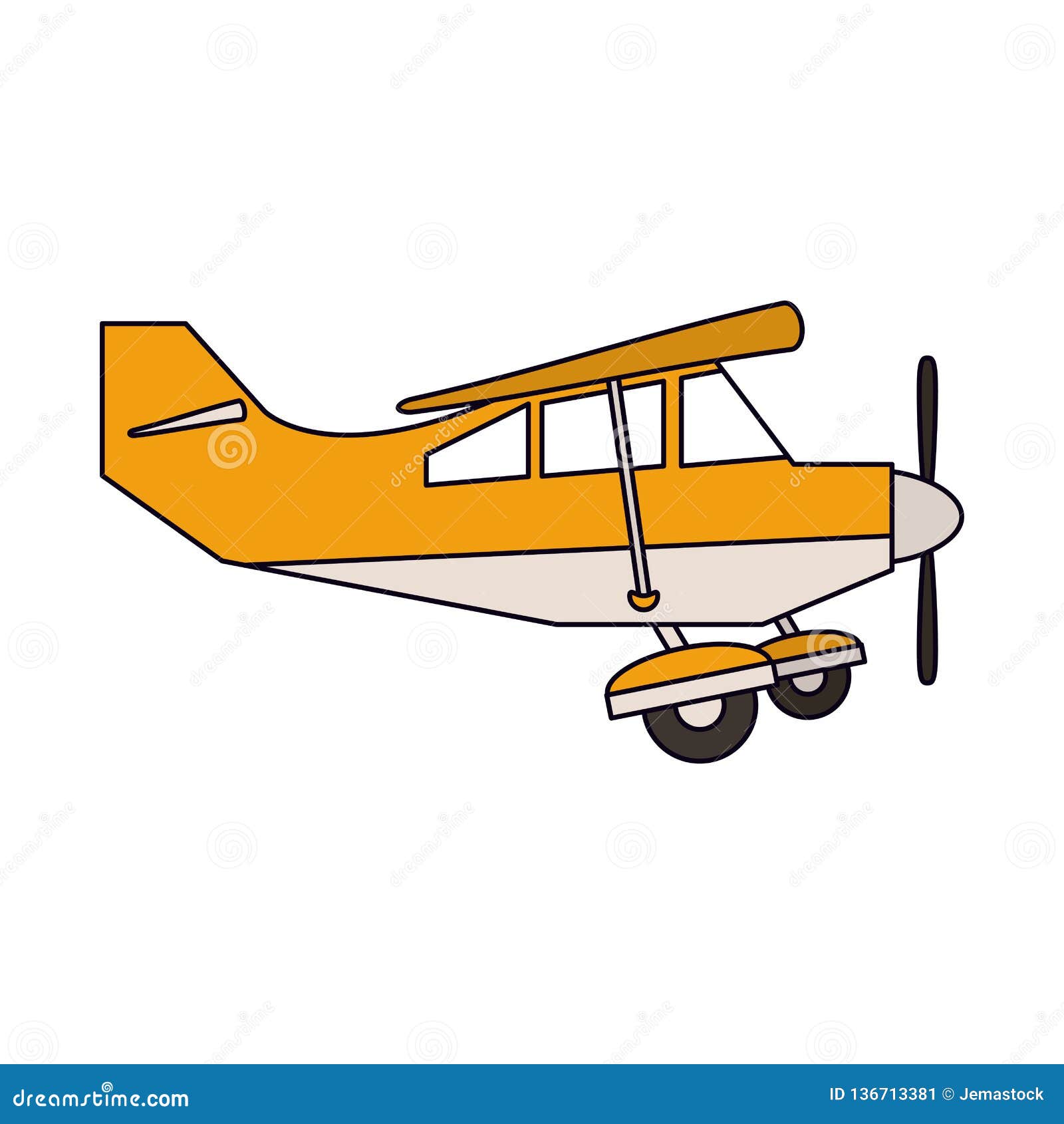 Small airplane sideview stock vector. Illustration of flight - 136713381