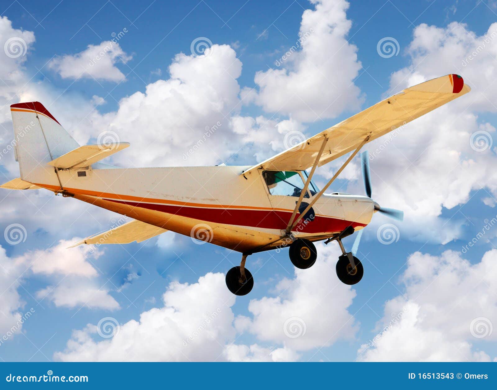 Small airplane in the sky stock image. Image of view - 16513543