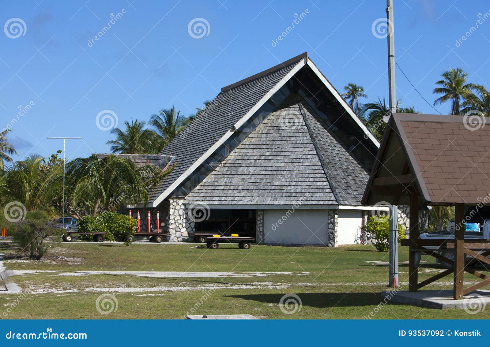 The Small Airport on the Tropical Island in Polynesia Stock Photo ...