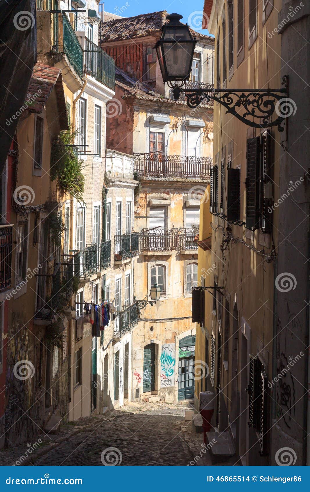 Small Alley in Lisbon stock photo. Image of idyllic, culture - 46865514