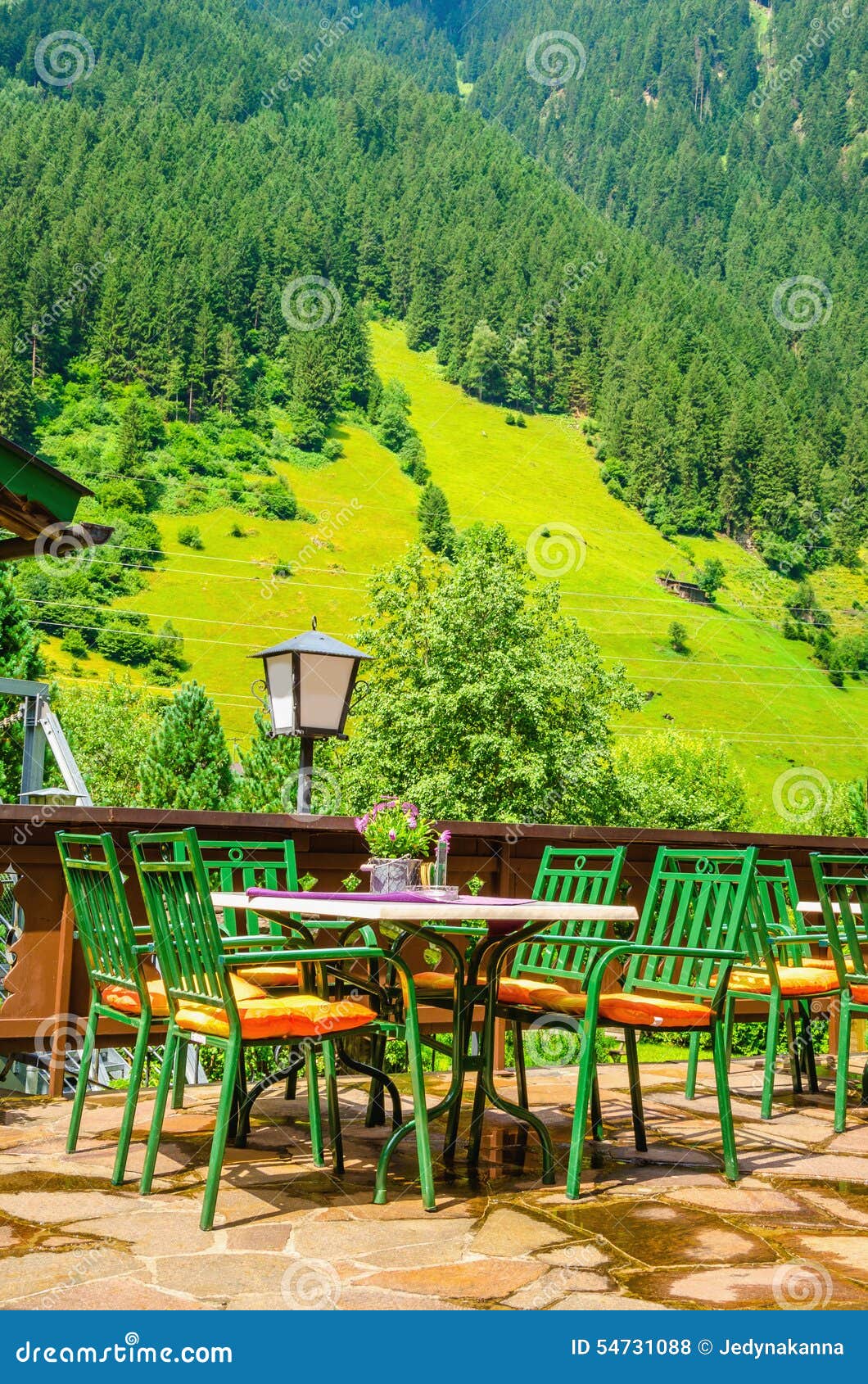 Small Alpine Restaurant on Terrace, Austria Stock Photo - Image of palm ...