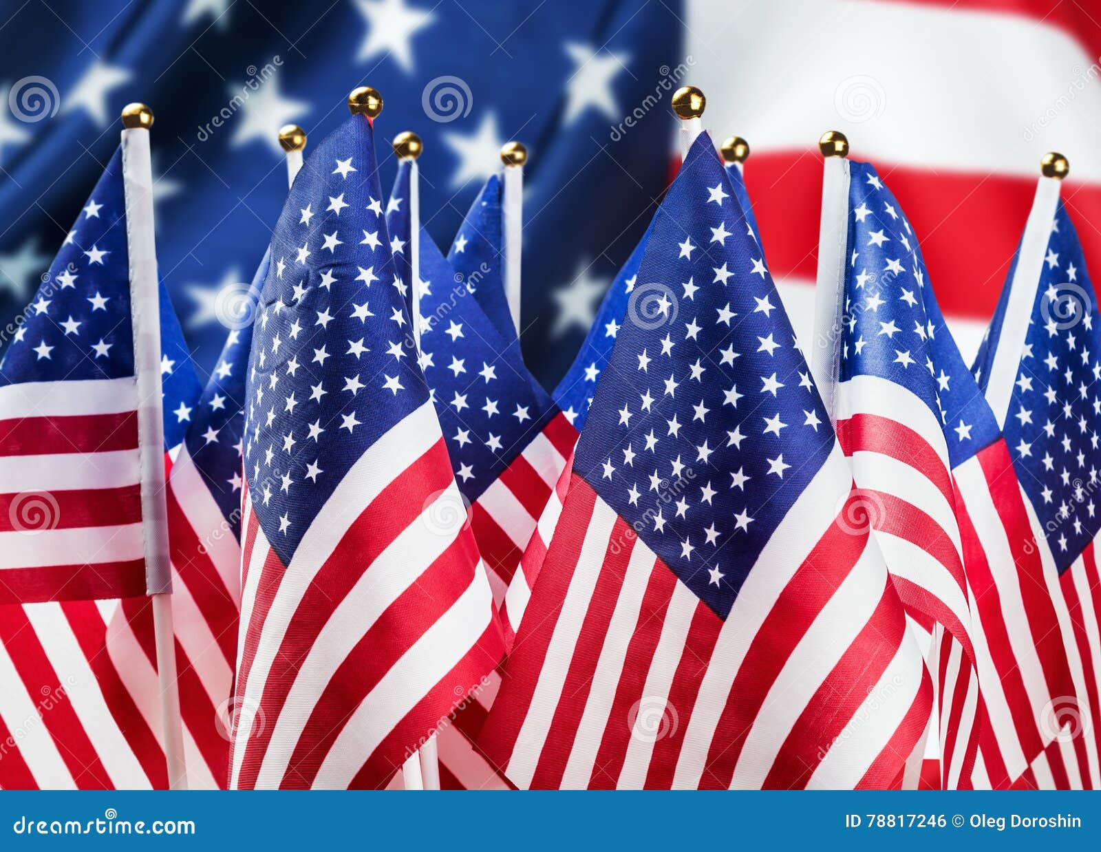 Small American Flags in the Background Stock Photo - Image of ...
