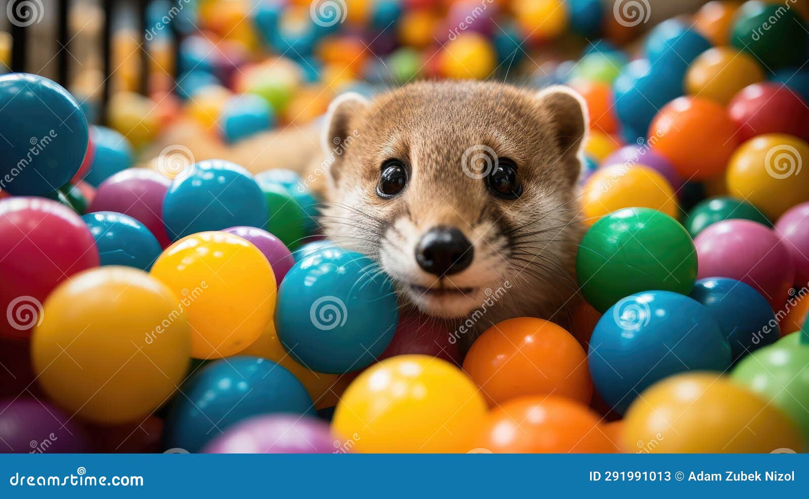 A Small Animal in a Ball Pit Stock Illustration - Illustration of ...