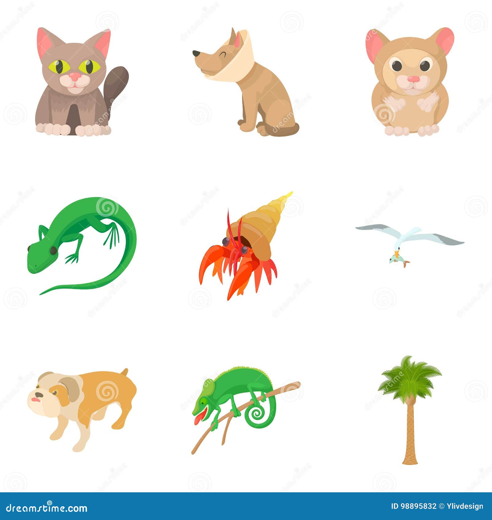 Small Animal Icons Set, Cartoon Style Stock Vector - Illustration of ...