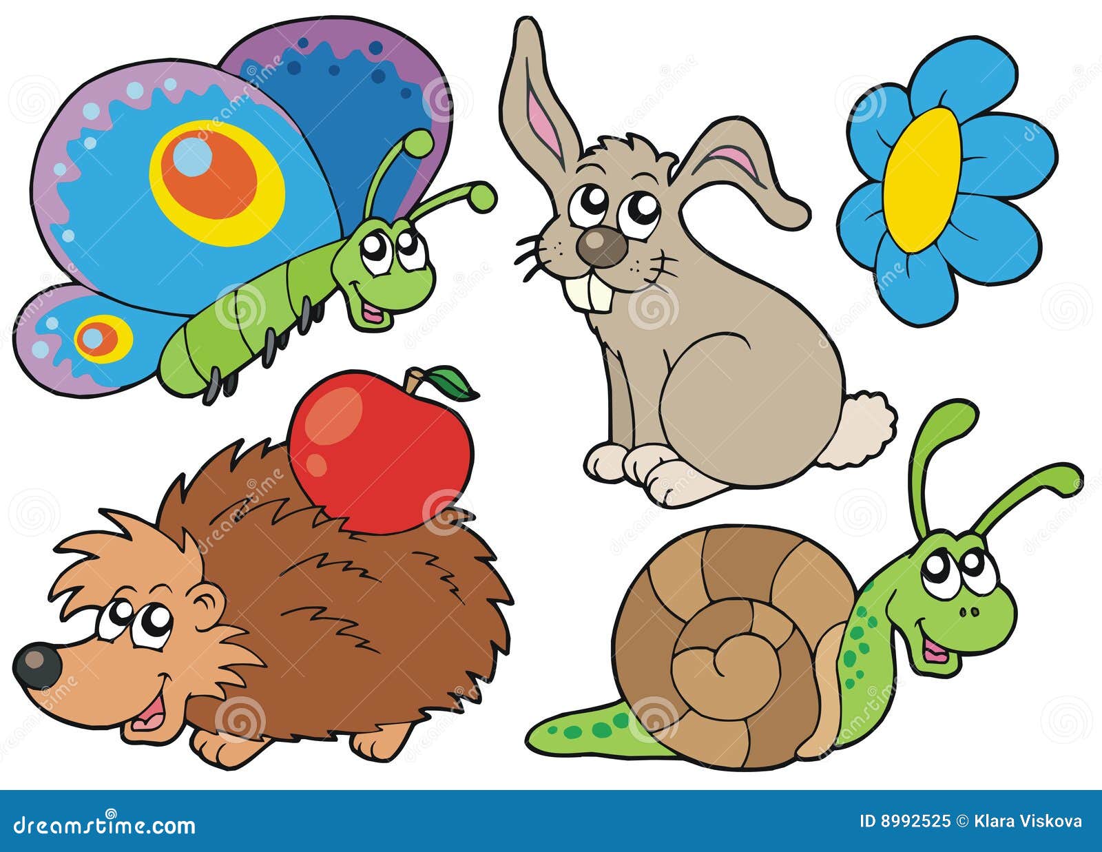 Small animals collection 7 stock vector. Illustration of butterfly ...