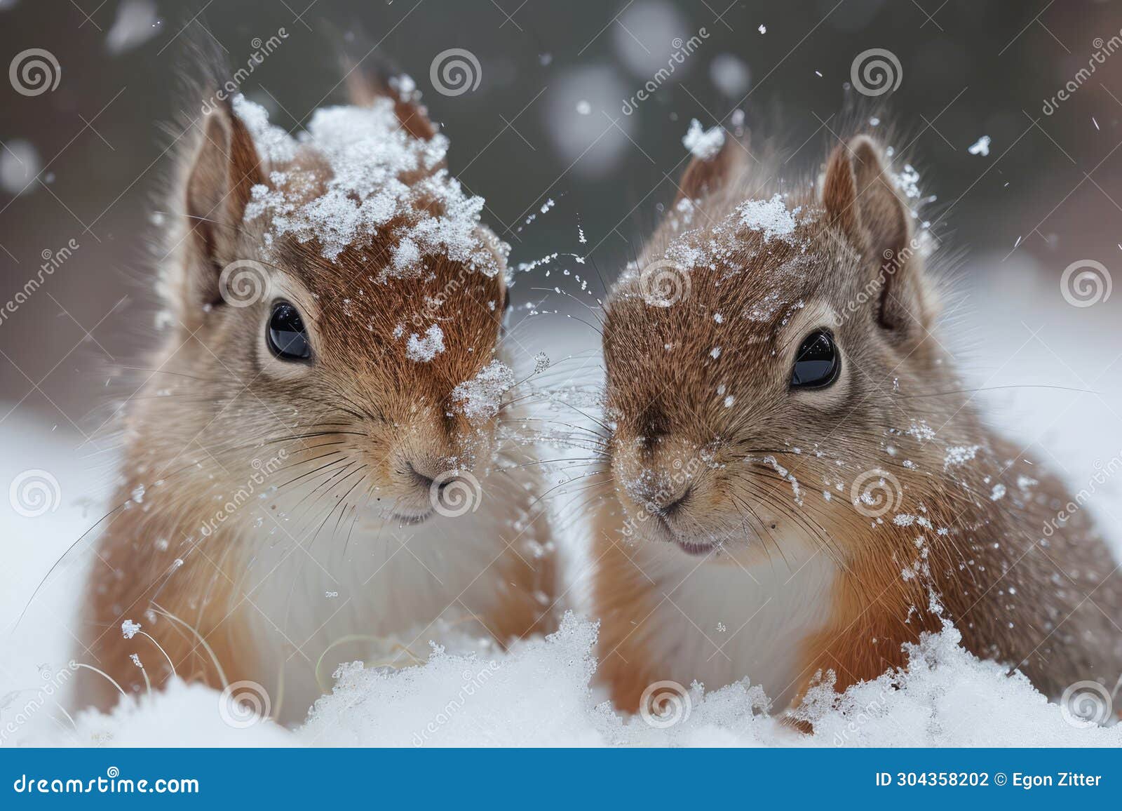 Small Animals in the Snow Playing Together Stock Illustration ...
