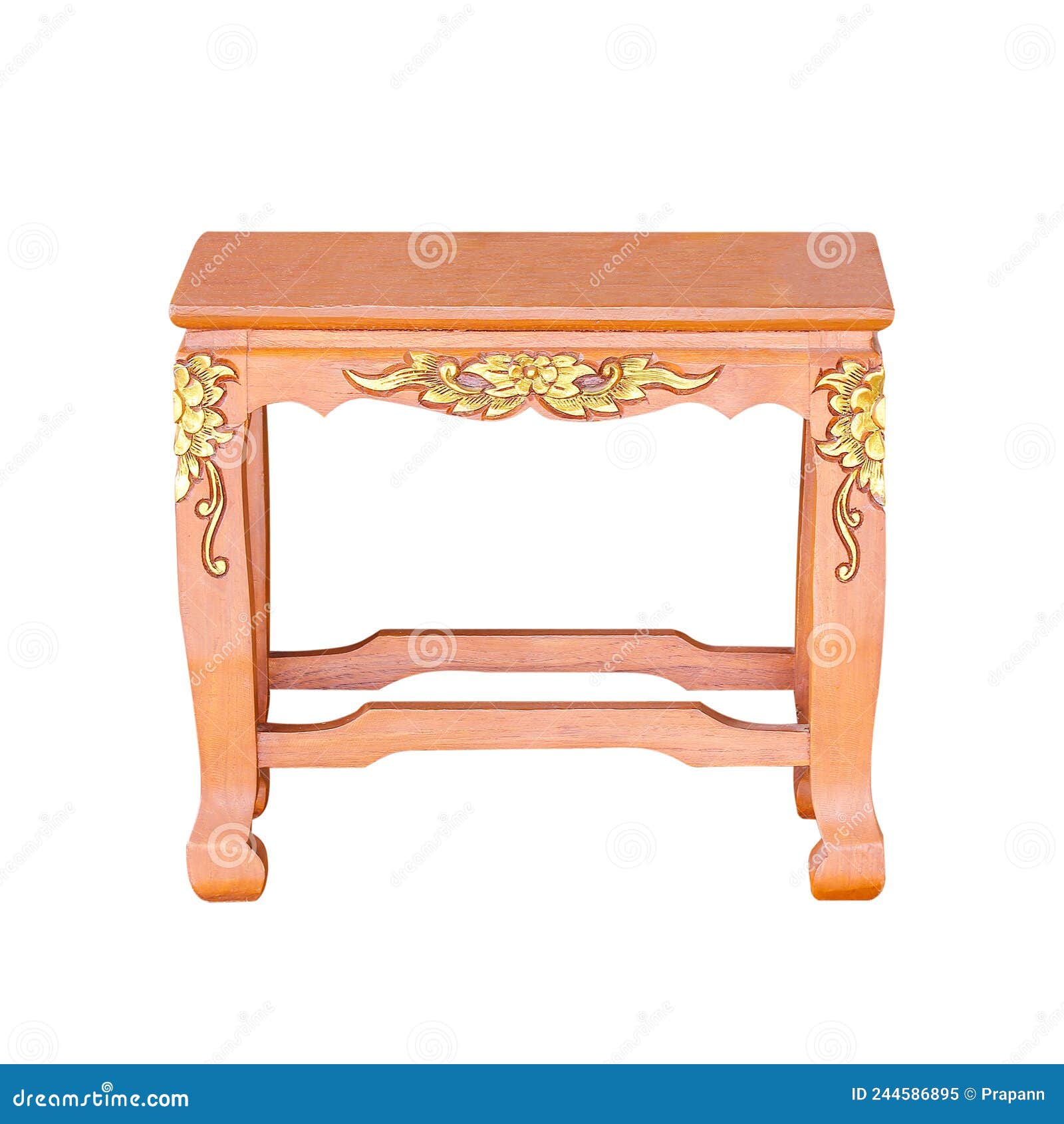 A Small Antique Wooden Table Isolated Stock Image - Image of interior ...