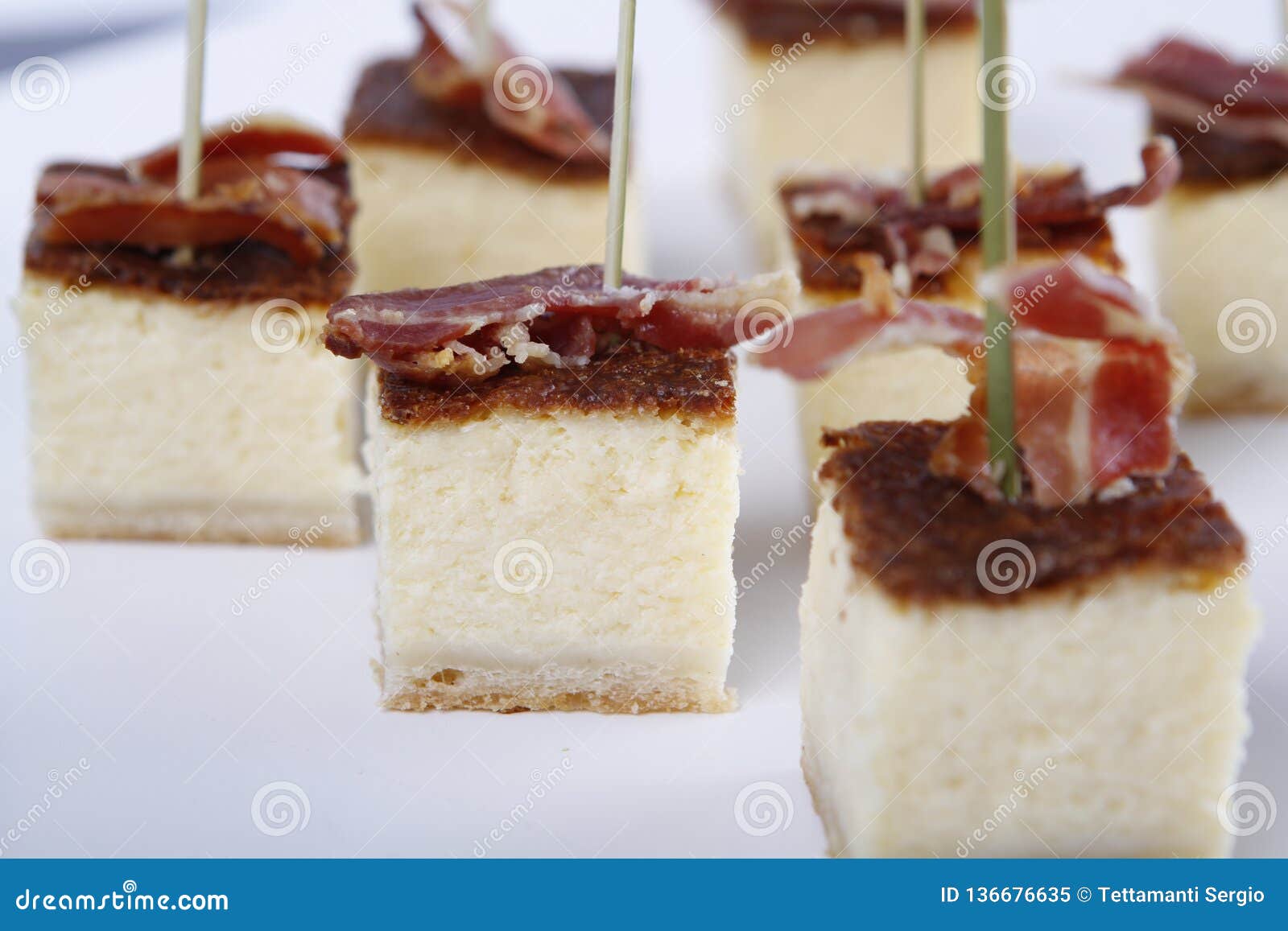 Small Appetizers with Cheesecakes Top by Some Ham Stock Image - Image ...