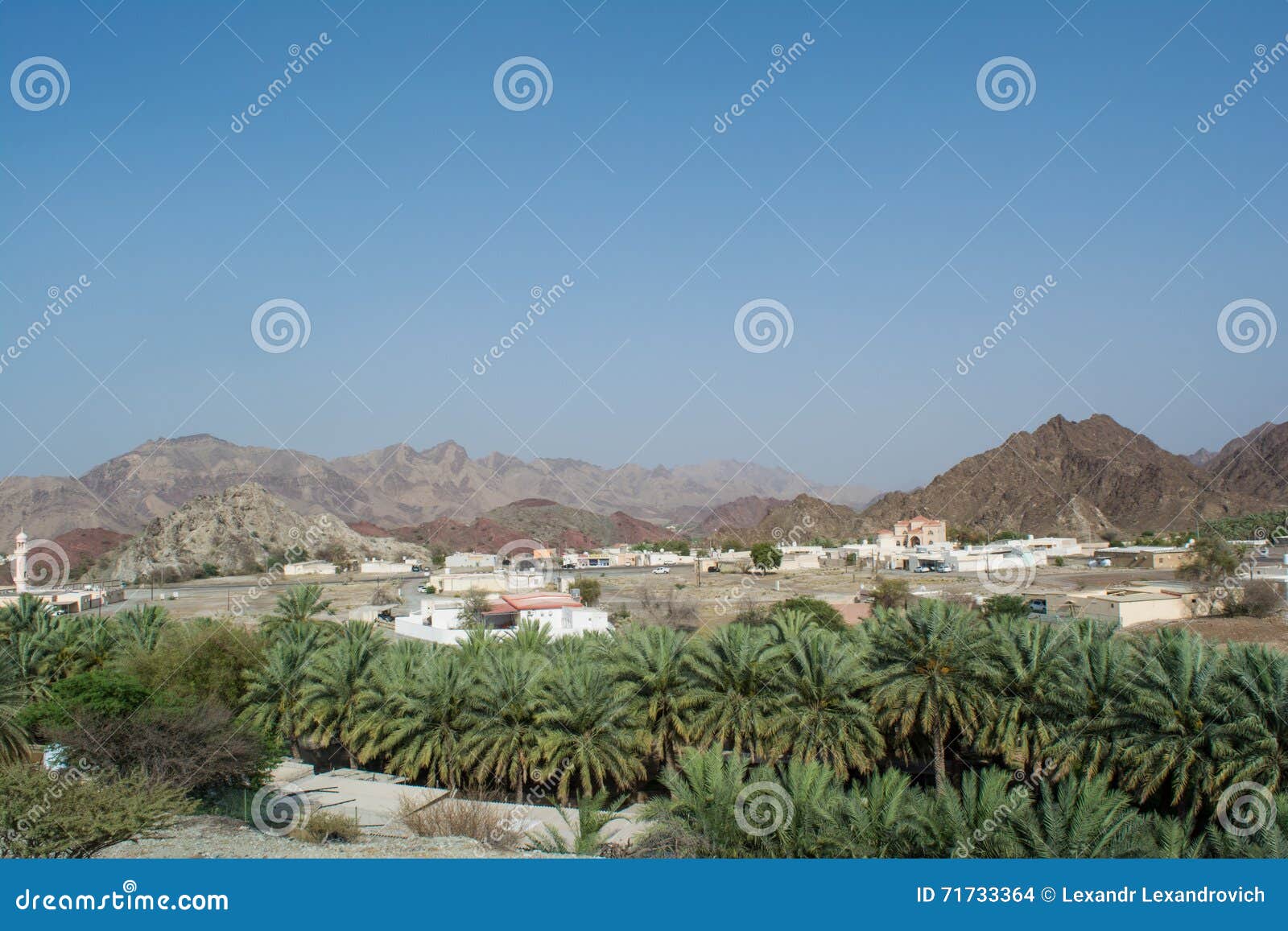 Small Arabian Town Located among Montains and Palm Trees Forest Stock ...