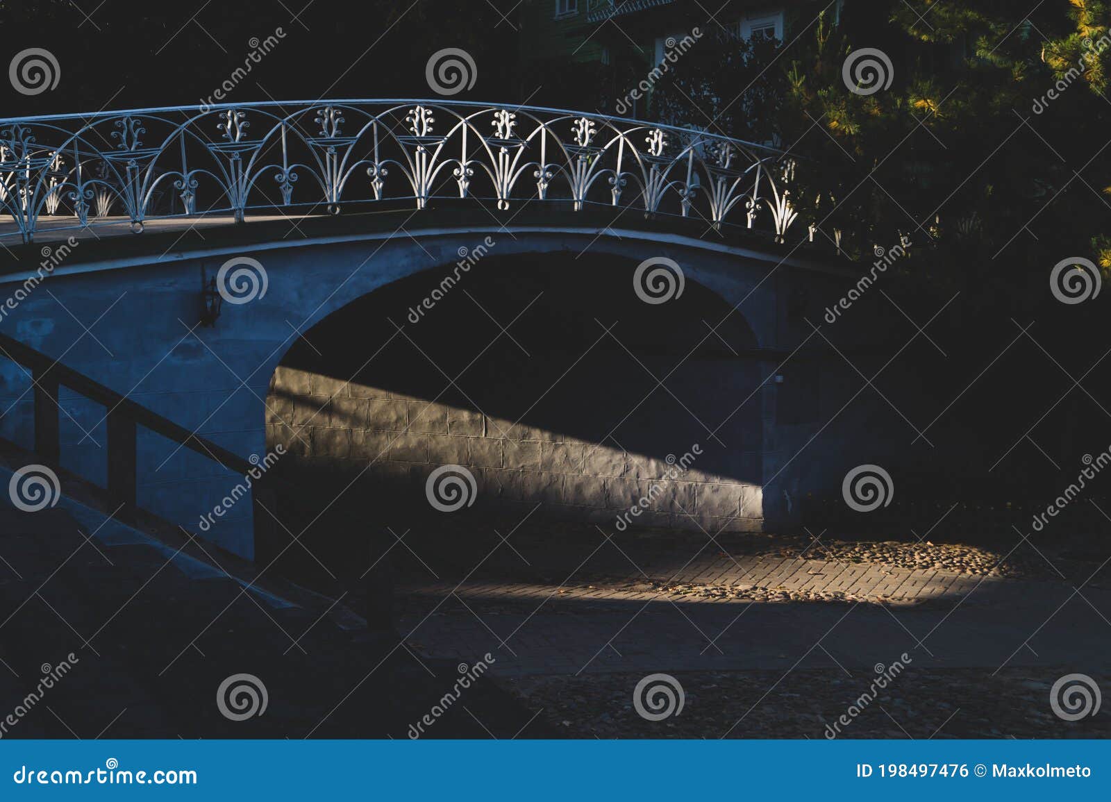 Small Arch Bridge Crossing Over the Street Stock Photo - Image of ...