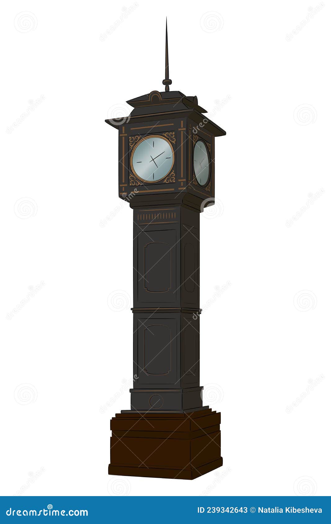 Small Architectural Form. Outdoor City Clock Tower, Vector Stock Vector ...